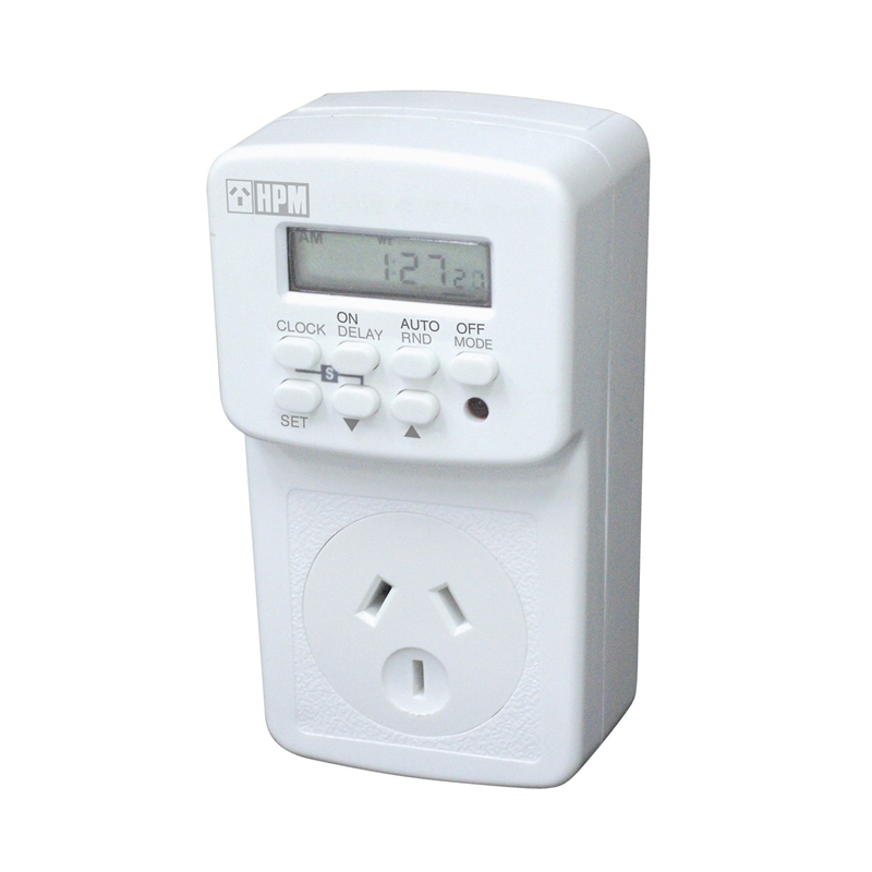 HPM Plug In Digital Timer 7 Day White Bunnings Warehouse