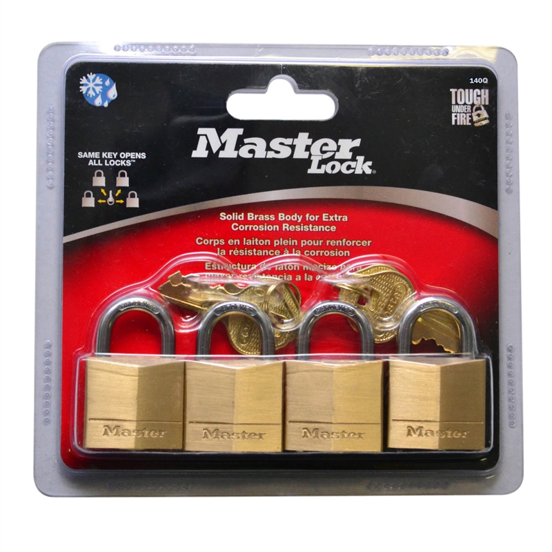 Master Lock 40mm Solid Brass Padlock 4pk | Bunnings Warehouse